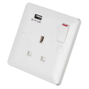 MK Base 13A DP 1 Gang Switched Socket with USB Outlet White – westcoastmep